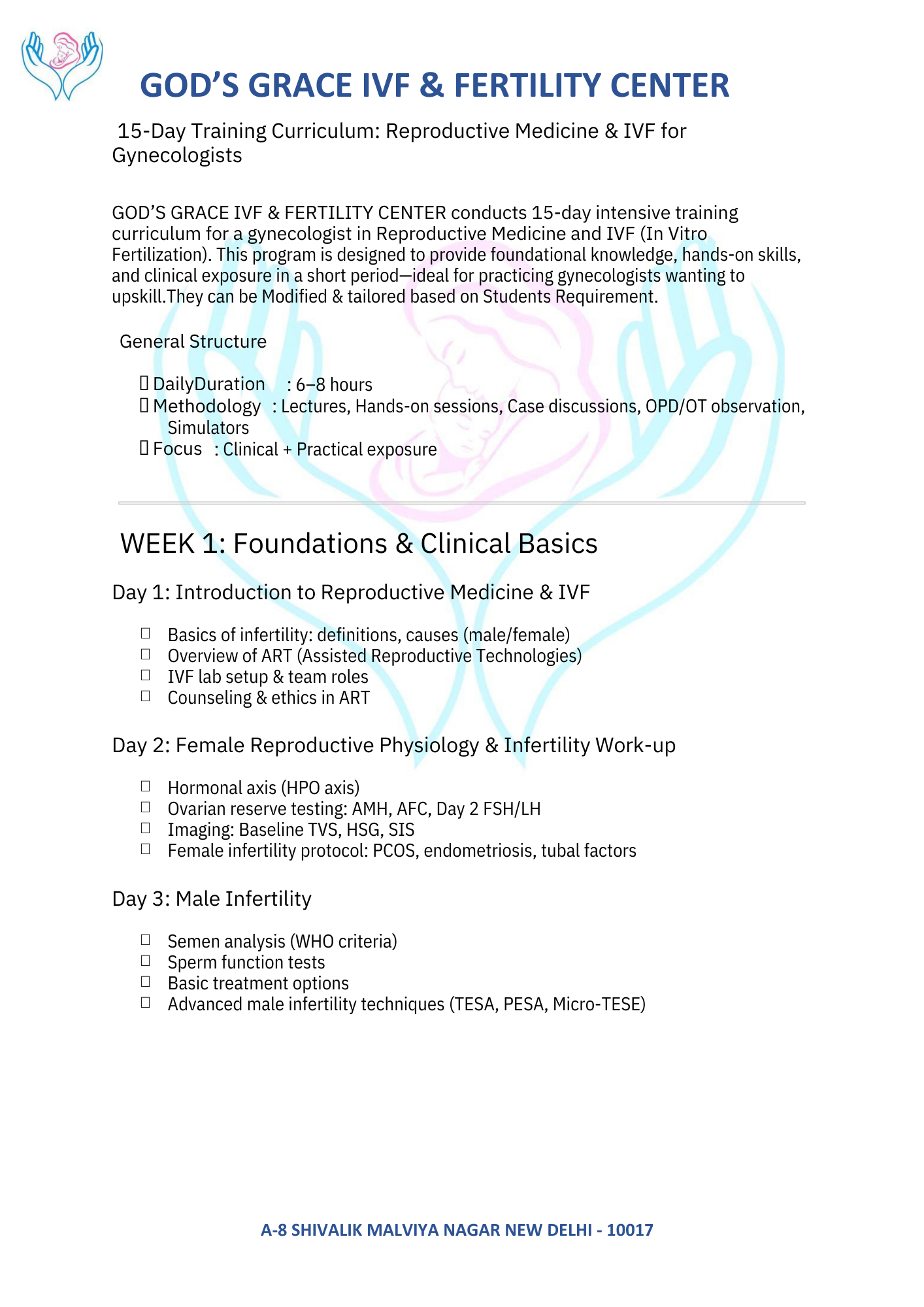 Training | God's Grace IVF Center